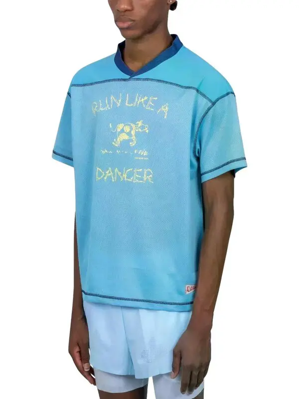 ALEX ZONO Graphic-print Mesh T-shirt - Blue