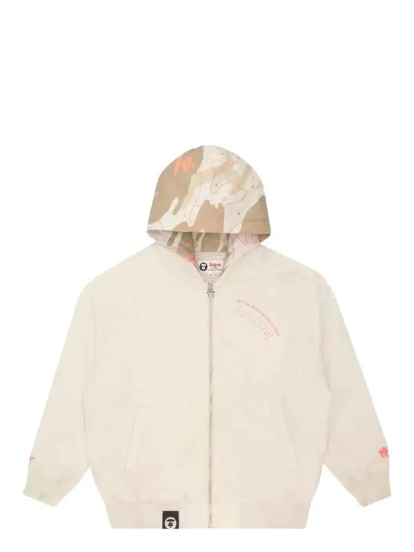 AAPE BY *A BATHING APE Logo-print Panelled Jacket With Camouflage Hood - Grey