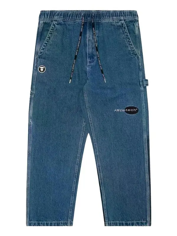 AAPE BY *A BATHING APE Moonface Drawstring Carpenter Trousers - Blue