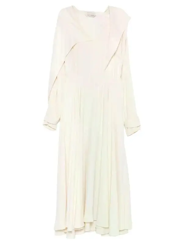 Alberta Ferretti Cape Effect V-neck Dress - White
