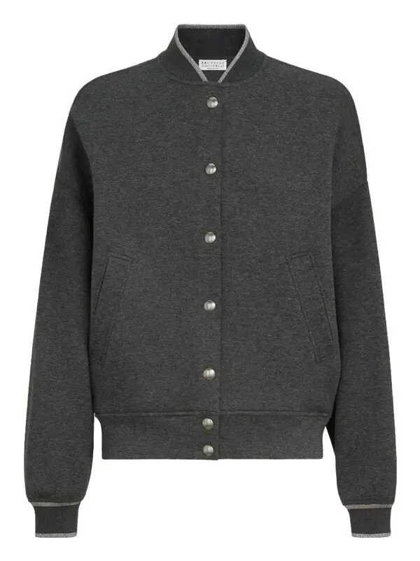 Brunello Cucinelli Techno Cotton And Cashmere Interlock Bomber Jacket - Grey