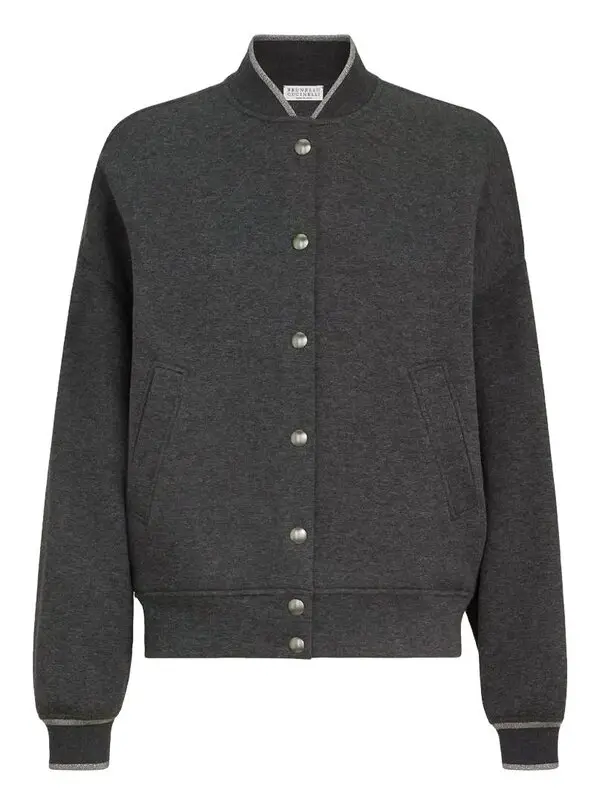 Brunello Cucinelli Techno Cotton And Cashmere Interlock Bomber Jacket - Grey
