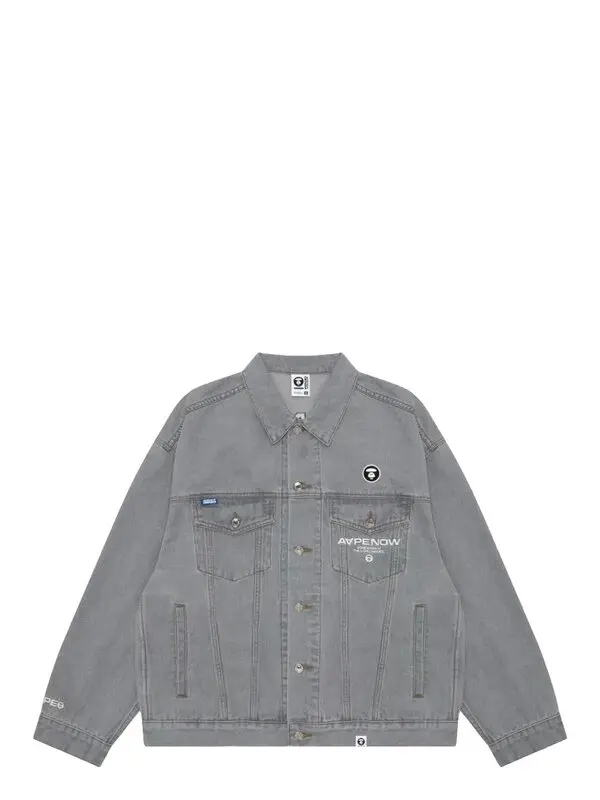 AAPE BY *A BATHING APE Moonface Detail Denim Jacket - Grey