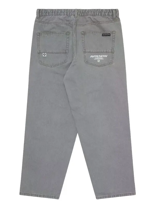 AAPE BY *A BATHING APE Moonface Embroidered Jeans - Grey