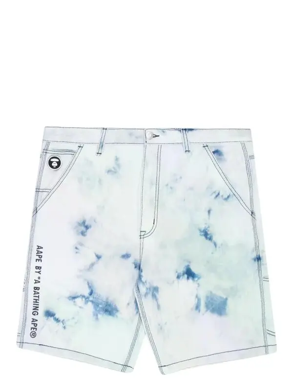 AAPE BY *A BATHING APE Tie-dye Denim Shorts - Blue