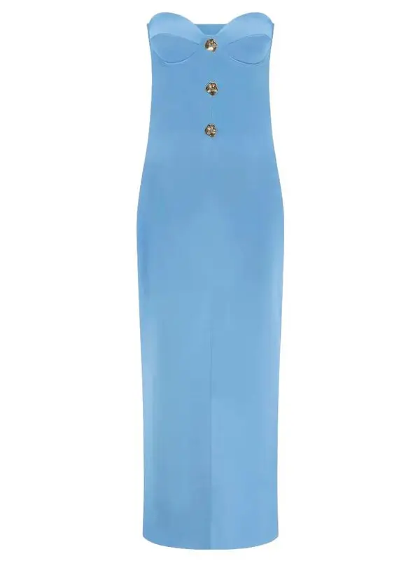 VIOLANTE NESSI Strapless Corset Midi Gown - Blue