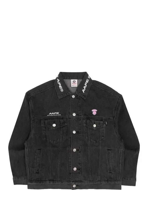AAPE BY *A BATHING APE Moonface Long-sleeve Denim Jacket With Heart Motif - Grey
