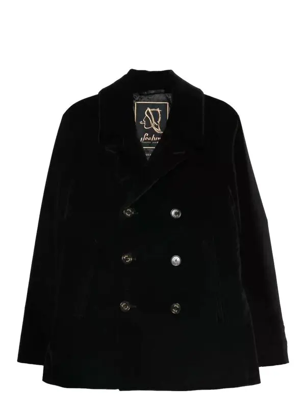 SEALUP Double-breasted Velvet Coat - Black