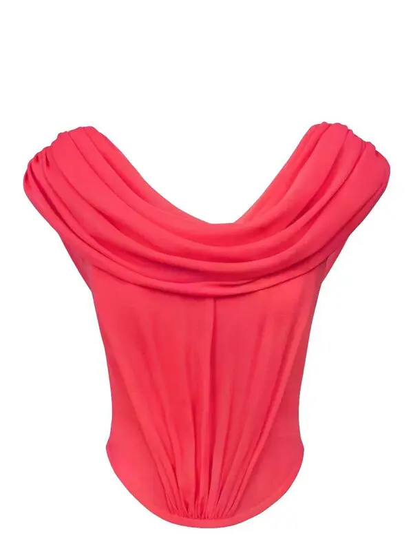 POST MERIDIEM Sleeveless Draped Top - Red