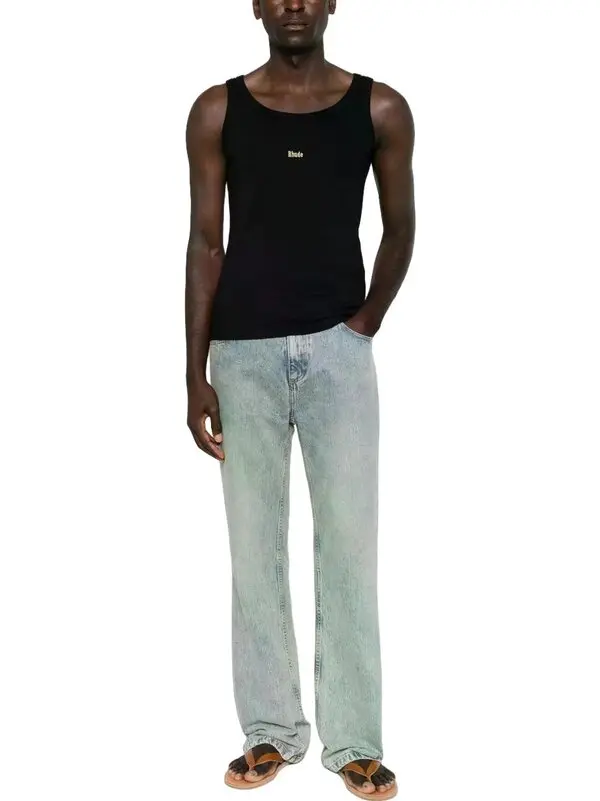 Rhude Logo Print Ribbed Vest - Black