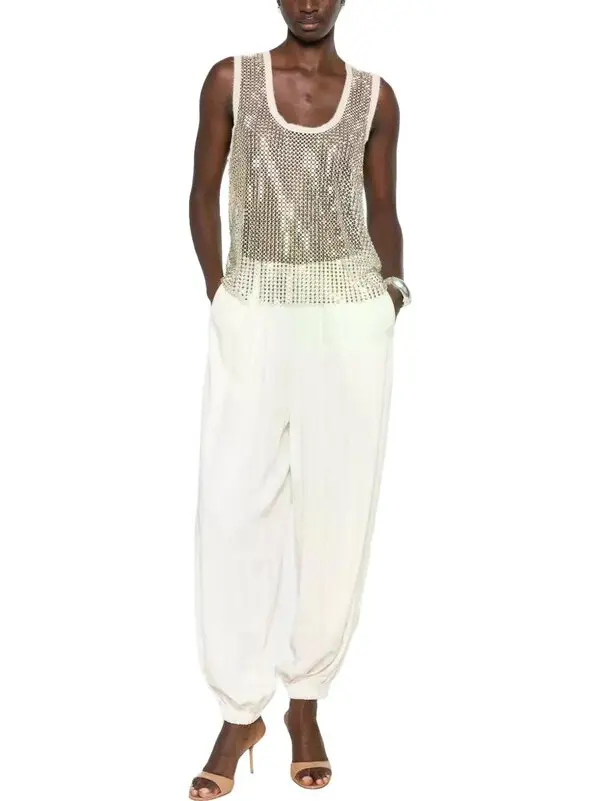 Pinko Sequin-embellished Mesh Tank Top - Neutrals