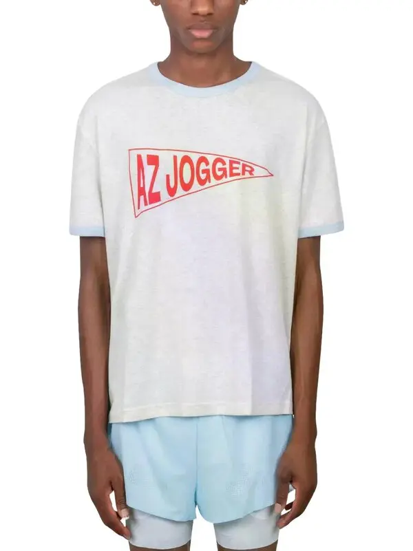 ALEX ZONO Logo-print Ringer T-shirt - Grey