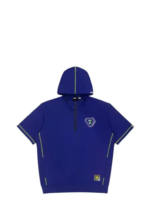AAPE BY *A BATHING APE Short Sleeve Half-zip Hoodie With Logo Detailing - Blue