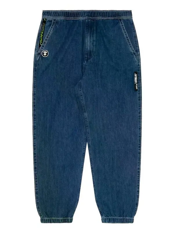 AAPE BY *A BATHING APE Elasticated Waist Jeans With Logo Detail - Blue