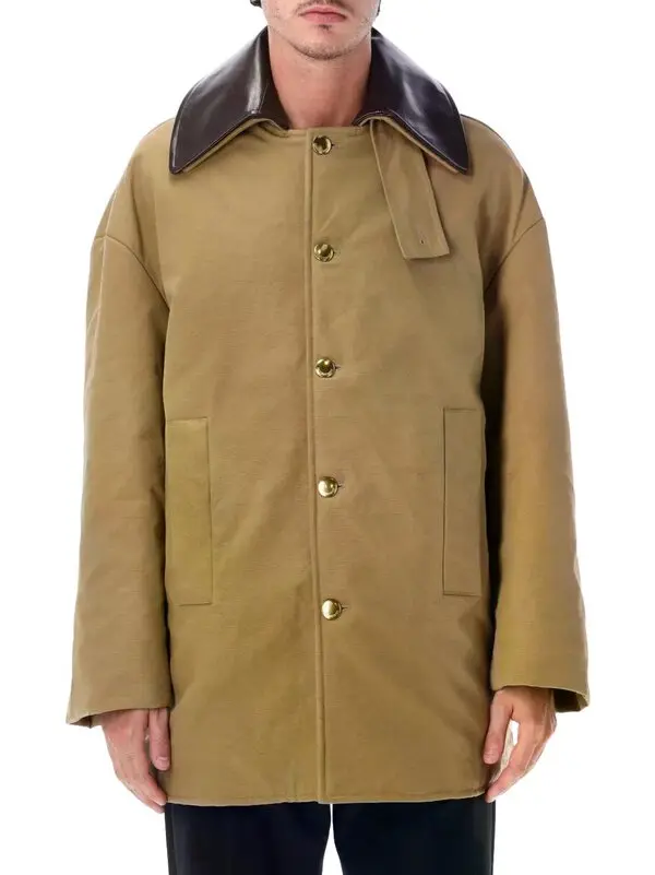 Balenciaga Cotton And Calfskin Jacket - Neutrals