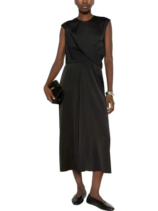 LITKOVSKA Sleeveless Midi Dress With Crossover Detail - Black