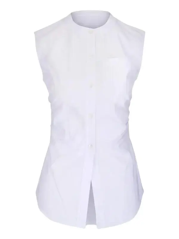 Veronica Beard Harini Ruched Sleeveless Shirt - White