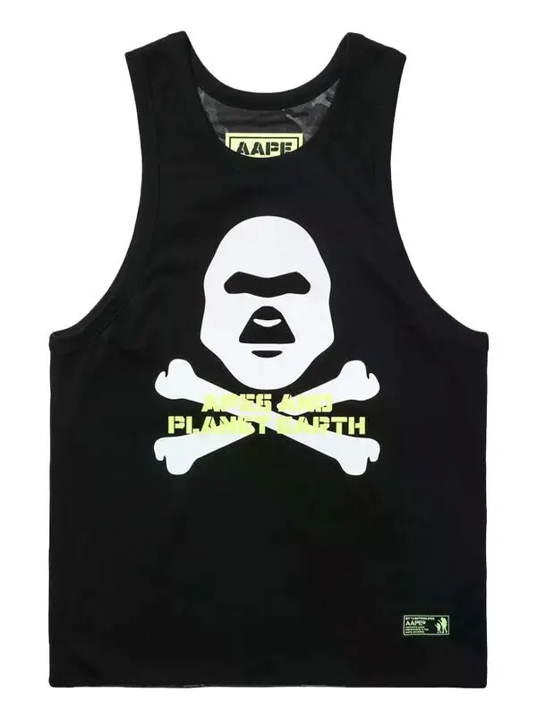 AAPE BY *A BATHING APE Moonface Logo Tank Top - Black