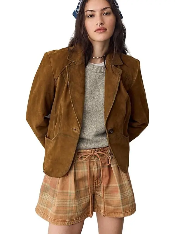 Free People We The Free Julien Plaid Chino Shorts - Sunset Combo
