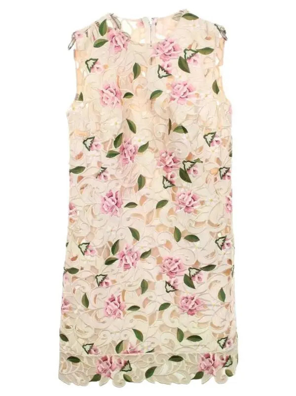 Dolce & Gabbana 2000s Floral Embroidered Mini Dress - Neutrals