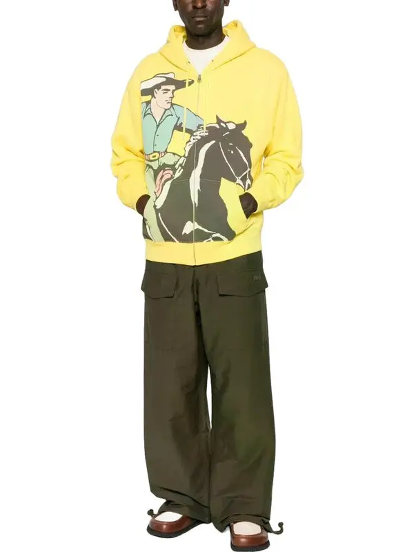 JW Anderson Cowboy Print Zip-up Hoodie - Yellow