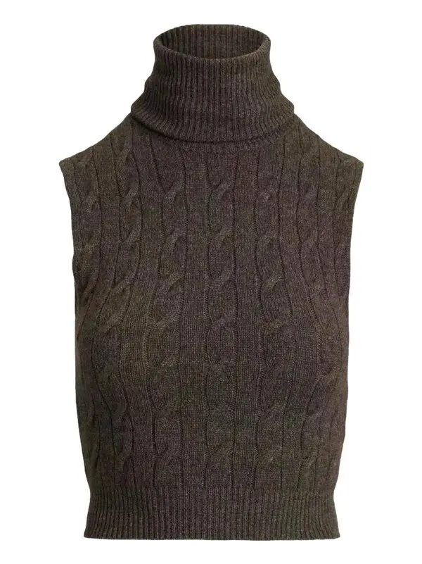 Ralph Lauren Cable-knit Chain-trim Sweater - Brown