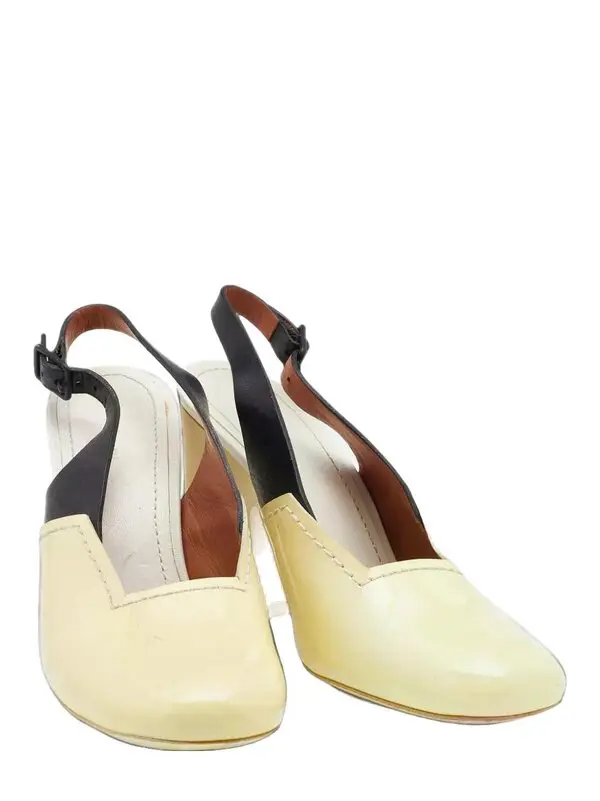 Celine Patent-finish Slingback Sandals - Neutrals