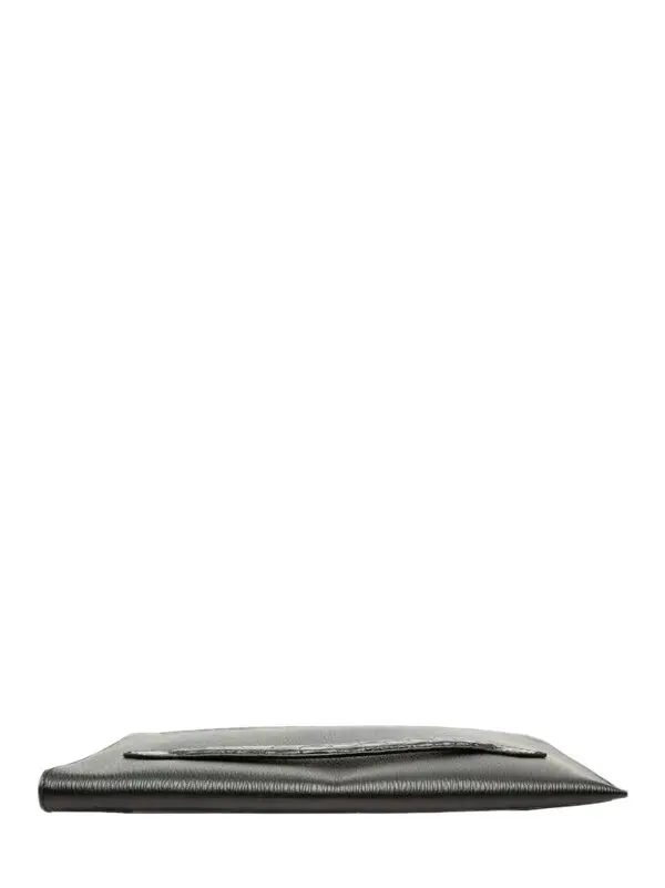 FERRAGAMO Calfskin And Croc Embossed Revival Clutch Bag - Black
