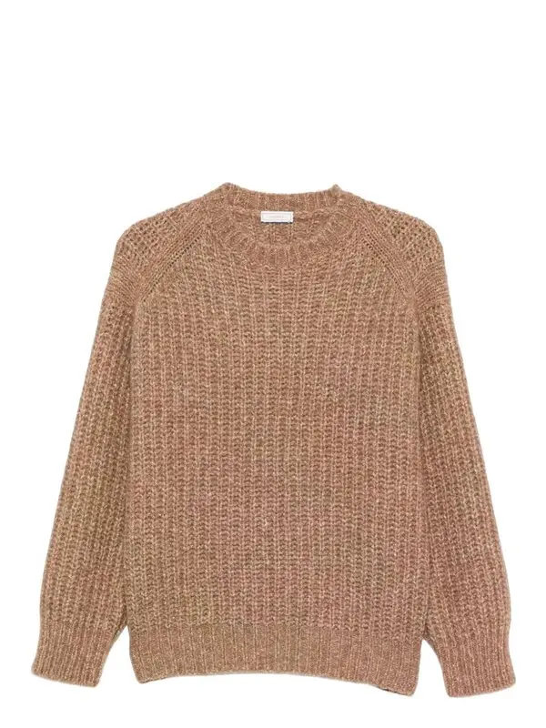 Peserico Ribbed Knit Raglan Sleeve Sweater - Brown