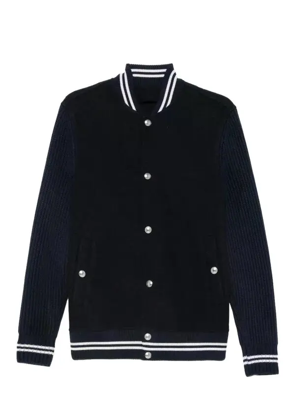 Eleventy Ribbed-knit Bomber Jacket - Blue