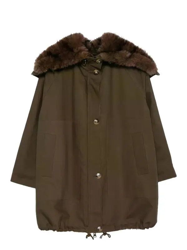 VALENTINI 1972 Faux-fur Trimmed Hooded Coat - Green