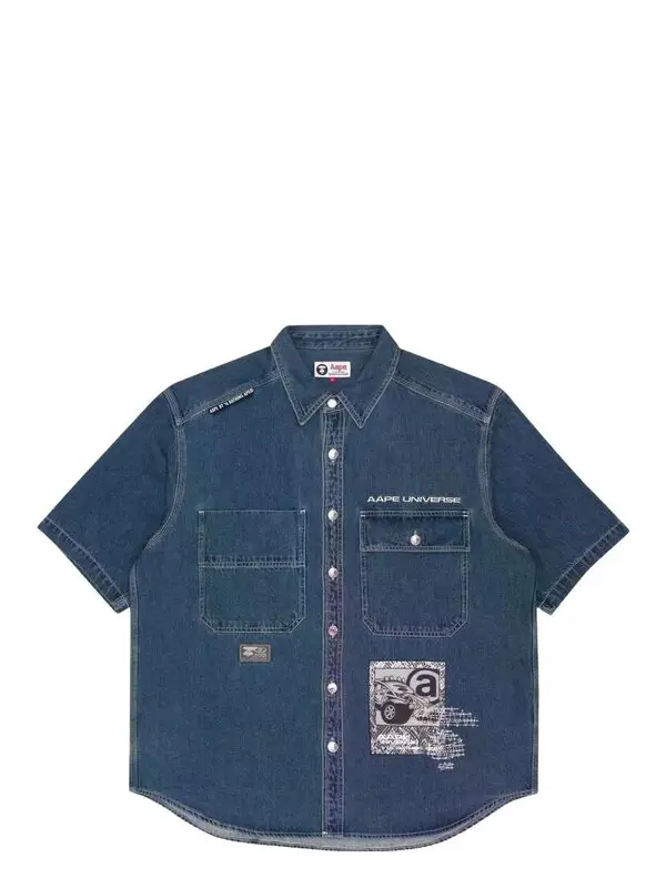 AAPE BY *A BATHING APE Logo-embroidered Patch-detail Shirt - Blue