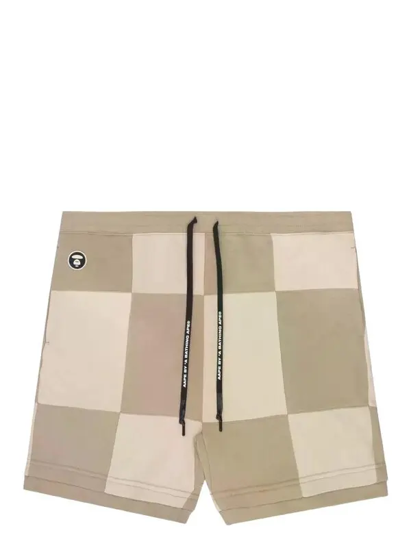 AAPE BY *A BATHING APE Moonface Checkered Sweat Shorts - Black