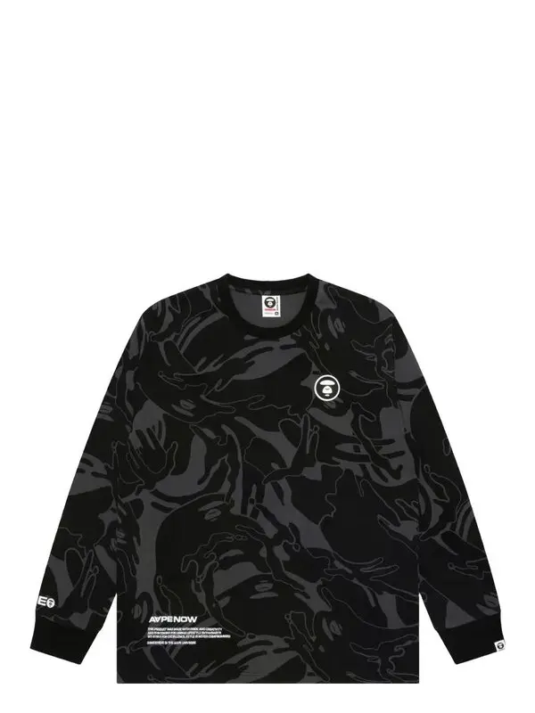 AAPE BY *A BATHING APE Camouflage Print Long Sleeve T-shirt - Black