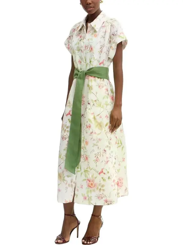 Luisa Spagnoli Floral Print Belted Maxi Dress - White