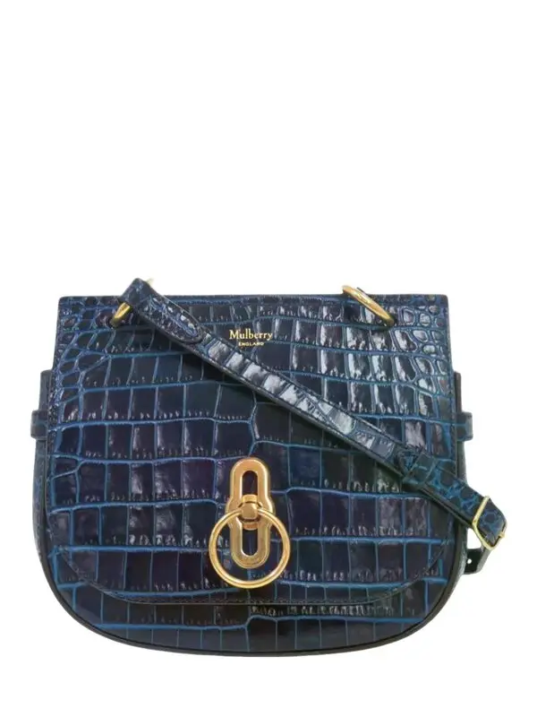 Mulberry Small Croc-embossed Calfskin Amberley Crossbody Bag - Blue