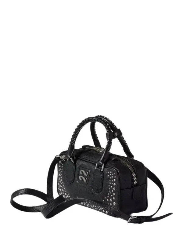 Miu Miu Arcadie Studded Leather Bag - Black
