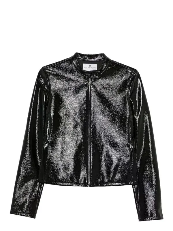 COURREGES Vinyl Effect High Neck Jacket - Black