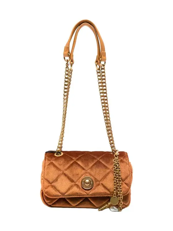 TWINSET Quilted Velvet Shoulder Bag With Faux-pearl Charm - Brown