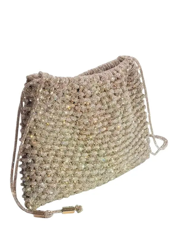 HIBOURAMA Penelope Crystal Embellished Woven Tote Bag - Gold