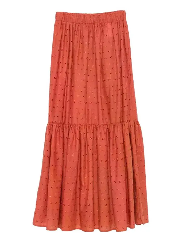 JIJIL Broderie Anglaise Tiered Maxi Skirt - Orange