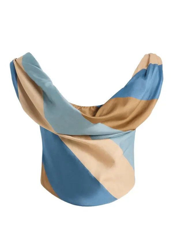 Staud Olivia" Geometric Silk Top - Stripe