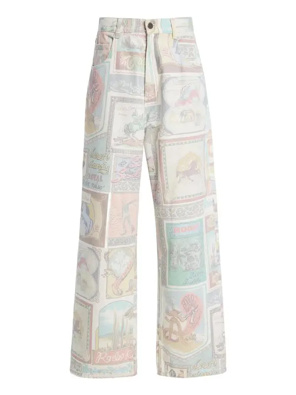 ALEMAIS Rigid Mid-rise Straight-leg Jeans With Vintage Print - Multi