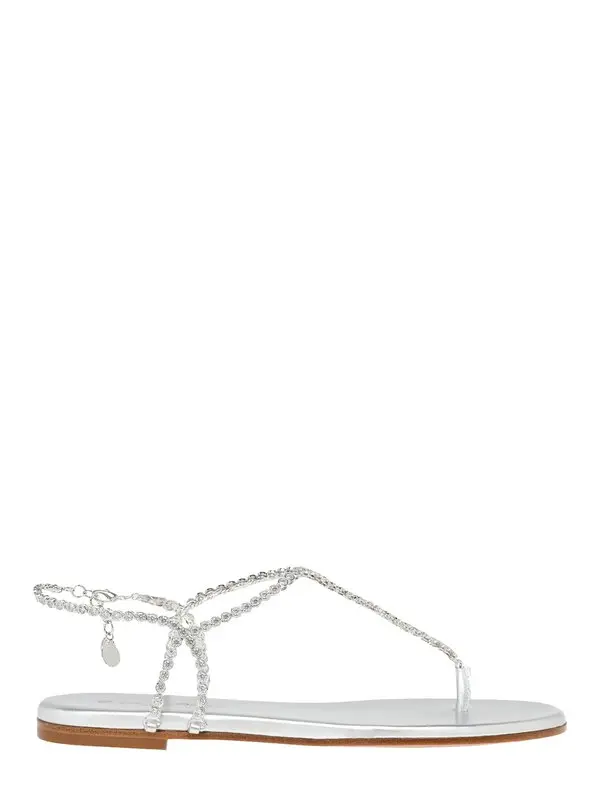 GIANVITO ROSSI Eternity Embellished Leather Thong Sandals - Silver