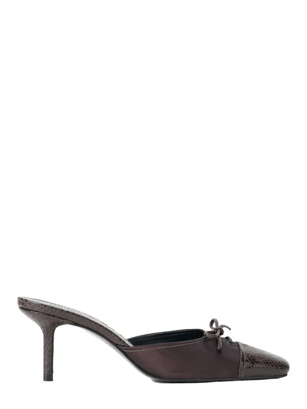 Staud Faye Leather Mules - Brown