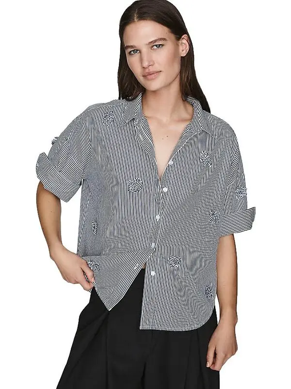 Maeve Mabel 100% Cotton Boxy Oxford Shirt - Eclipse