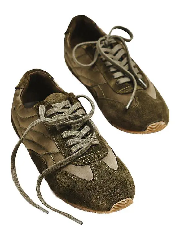 Maeve Suede Colorblock Sneakers - Olive