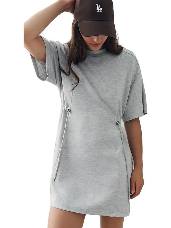Daily Practice Cinched Waist Mini Dress - Light Grey