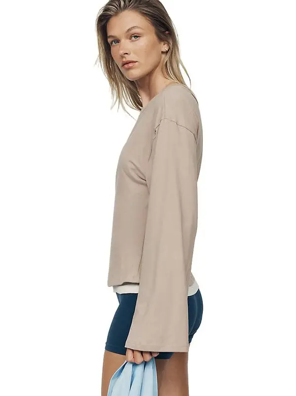 Maeve Waisted Long-sleeve Top - Camel