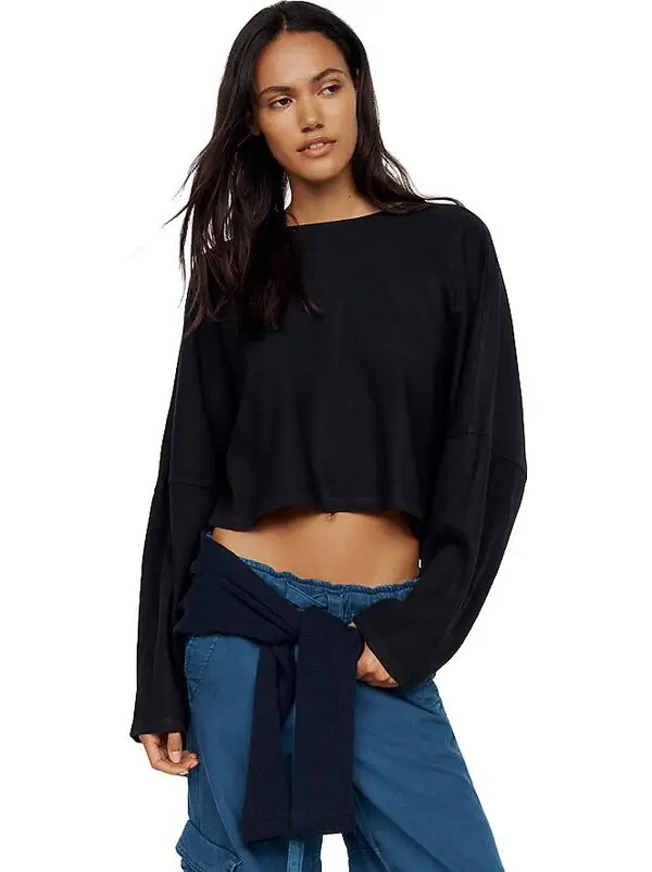 PILCRO Cotton Long-sleeve Top - Black